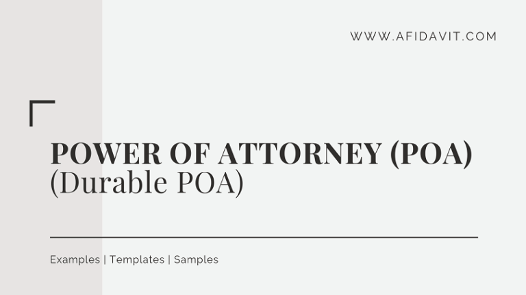 Durable Power of Attorney Forms, Template, Format - Affidavit
