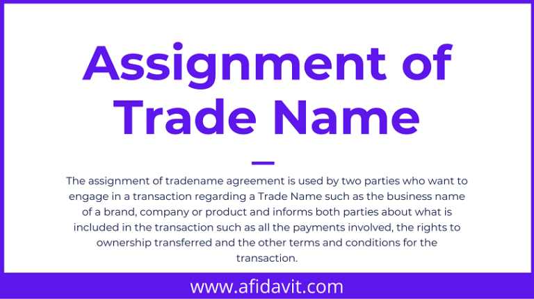 Assignment of Trade Name Format and Form: Assignment of Trade Name ...